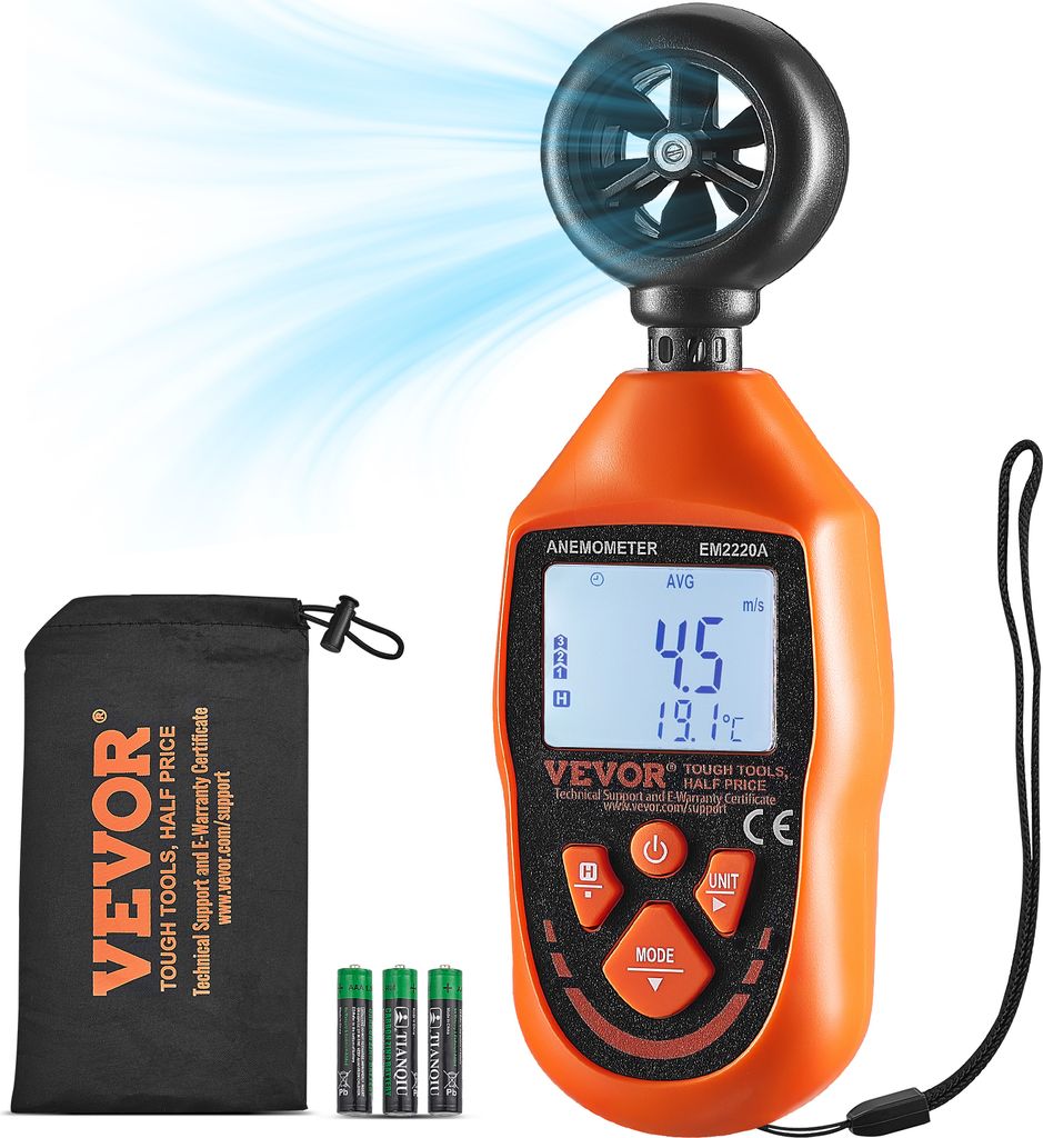 VEVOR anemometer 69,35 MPH Merač rýchlosti vzduchu