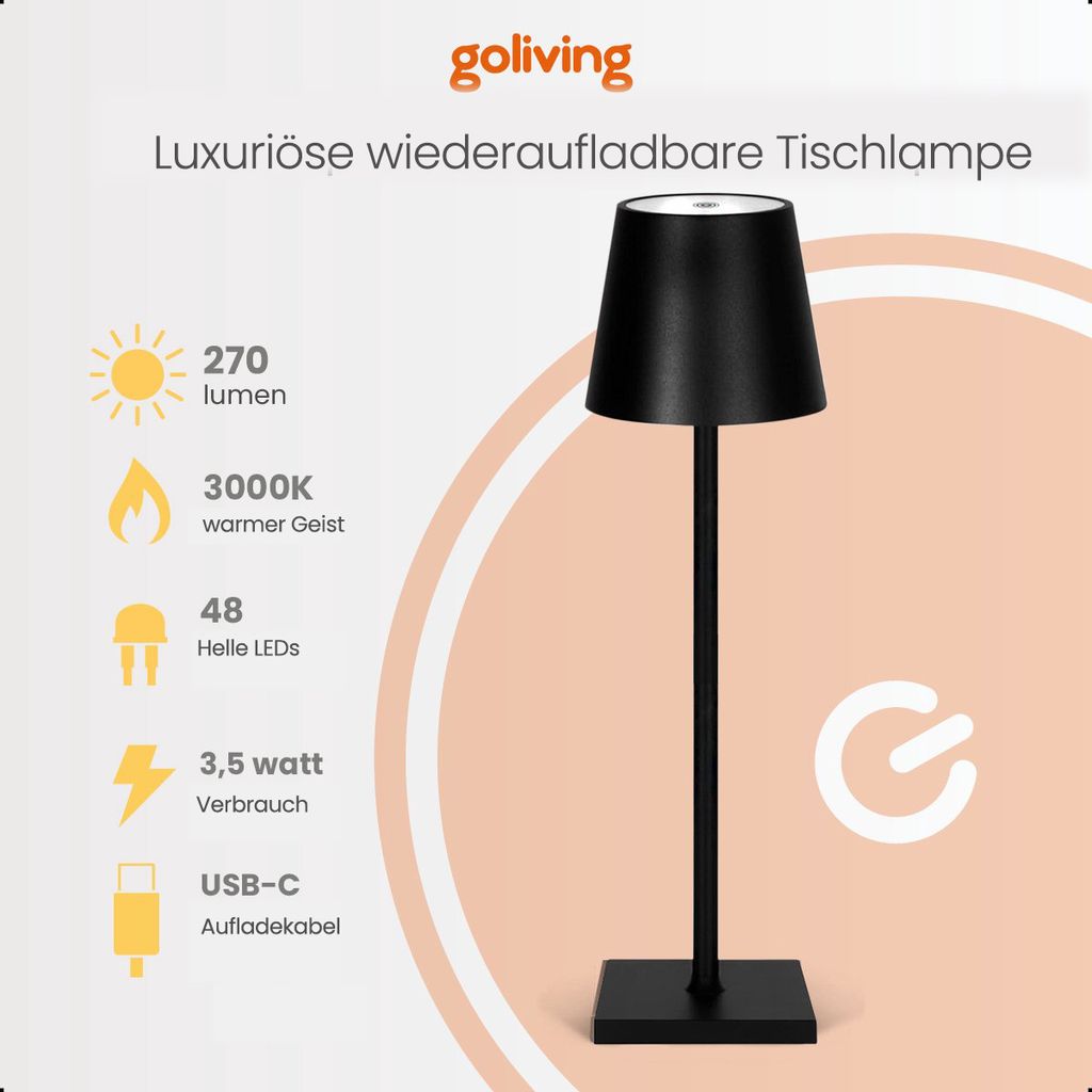 Goliving Essence Tischlampe Wiederaufladbar - | Kaufland.de