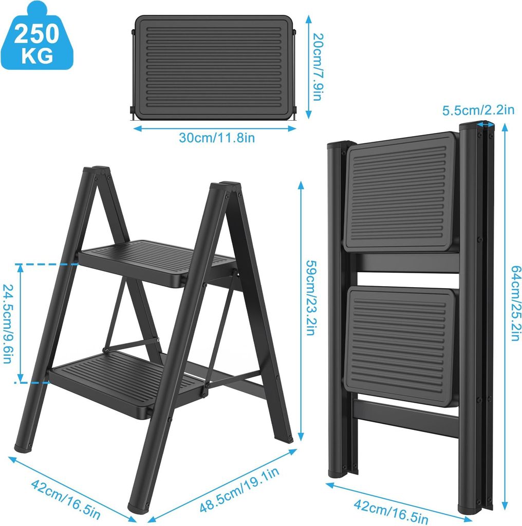 TRMLBE Trittleiter 2 Stufen klappbar Tritt | Kaufland.de