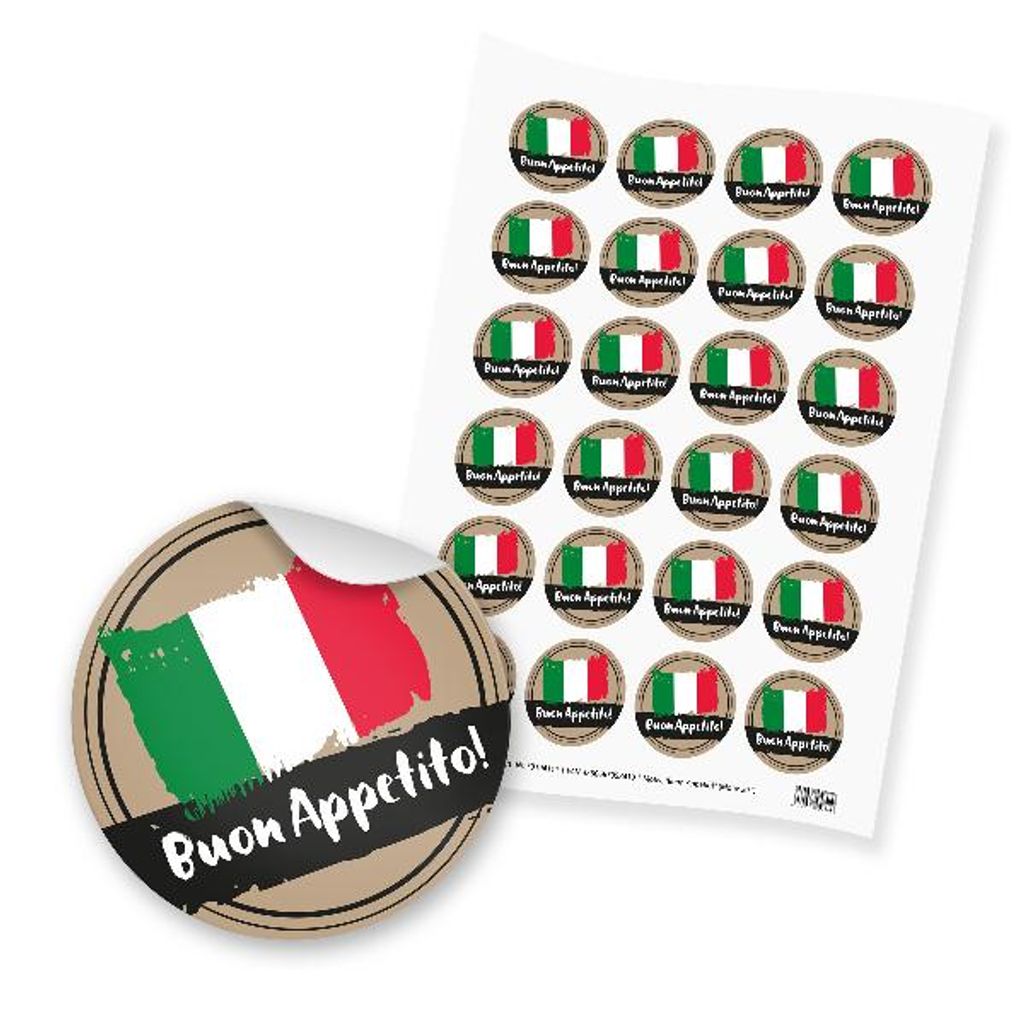 itenga 24x Sticker Buon Appetito! Italienisch Guten Appetit