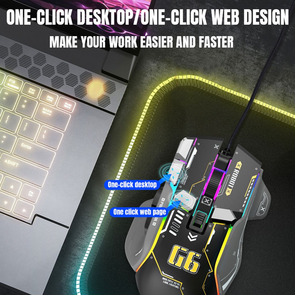 Drátová mechanická myš G6, 13 typů osvětlení | Kaufland.cz