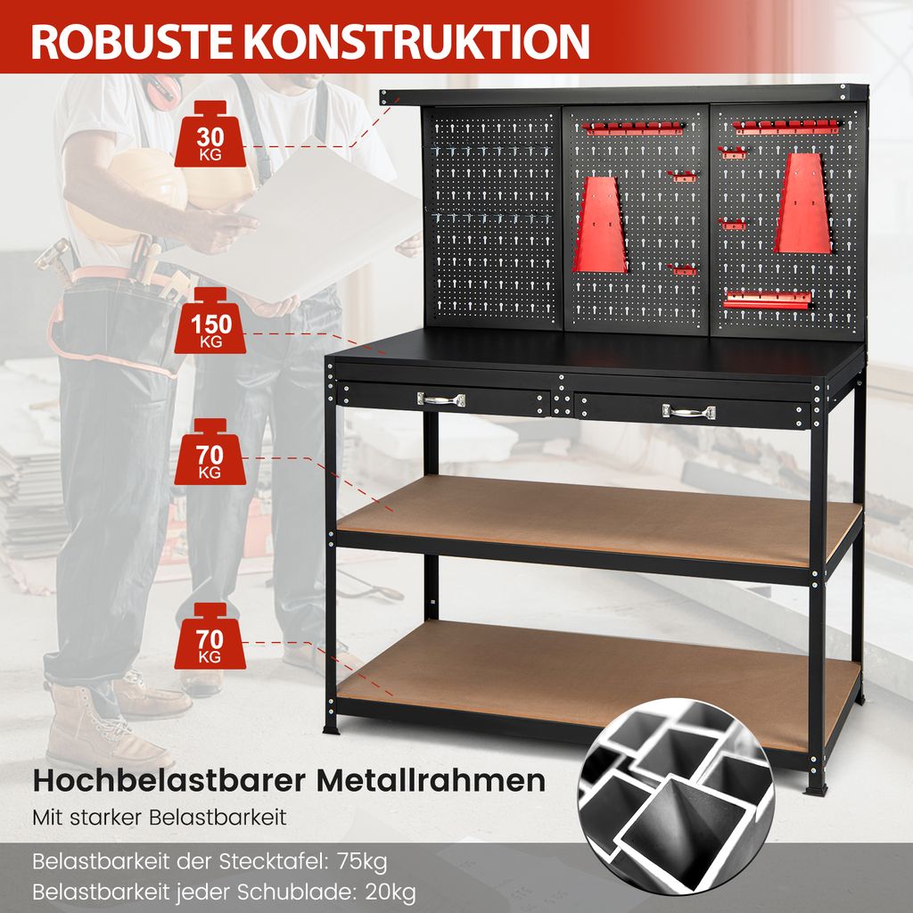 COSTWAY Werkbank mit Stecktafel, 121cm langer | Kaufland.de