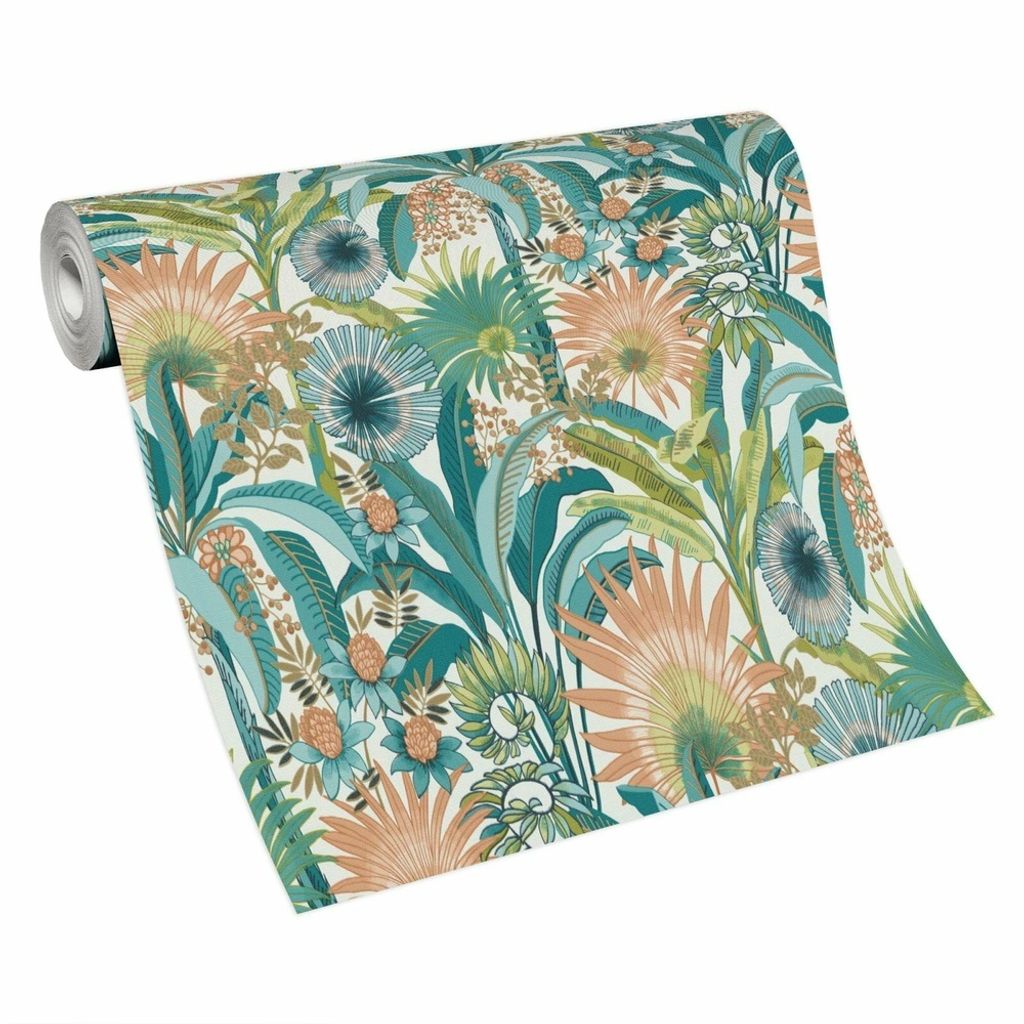 Vliesové tapety barevné retro květiny v bílém | Kaufland.cz