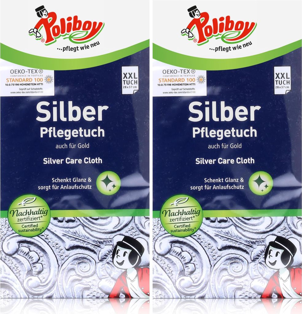 Poliboy Silber Pflegetuch - Poliert alle Gegenstände (2er