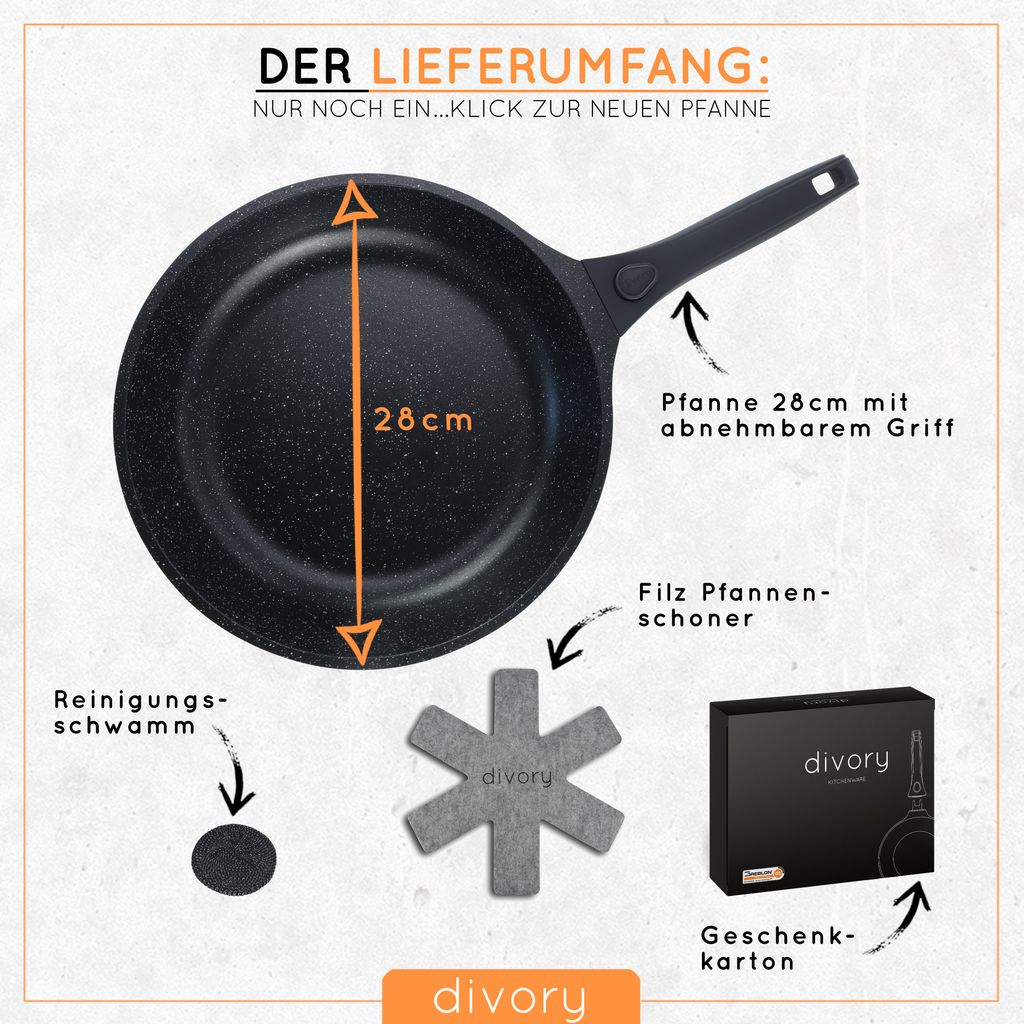 DIVORY große Pfanne 28cm I Abnehmbarer Griff, | Kaufland.de