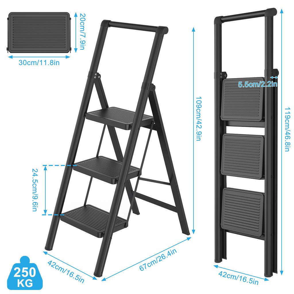LARS360 Alu Leiter 3 Stufen mit Handlauf | Kaufland.de