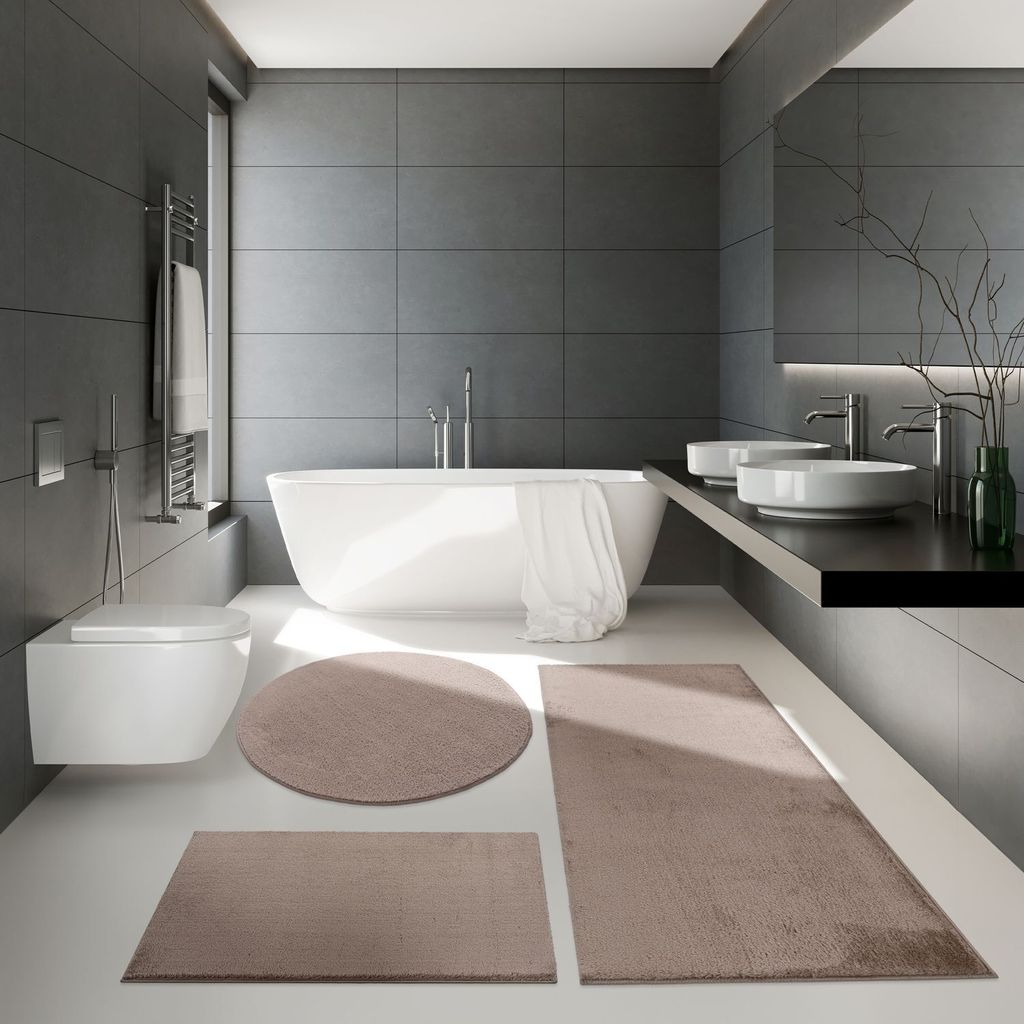 TT Home Badezimmer Teppich Hochflor Badematte Modern