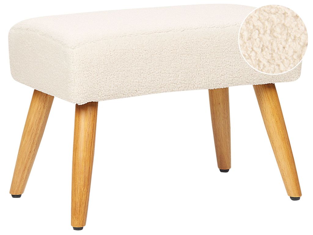 Hocker Beige Bouclé mit Holzbeinen Rechteckig | Kaufland.de