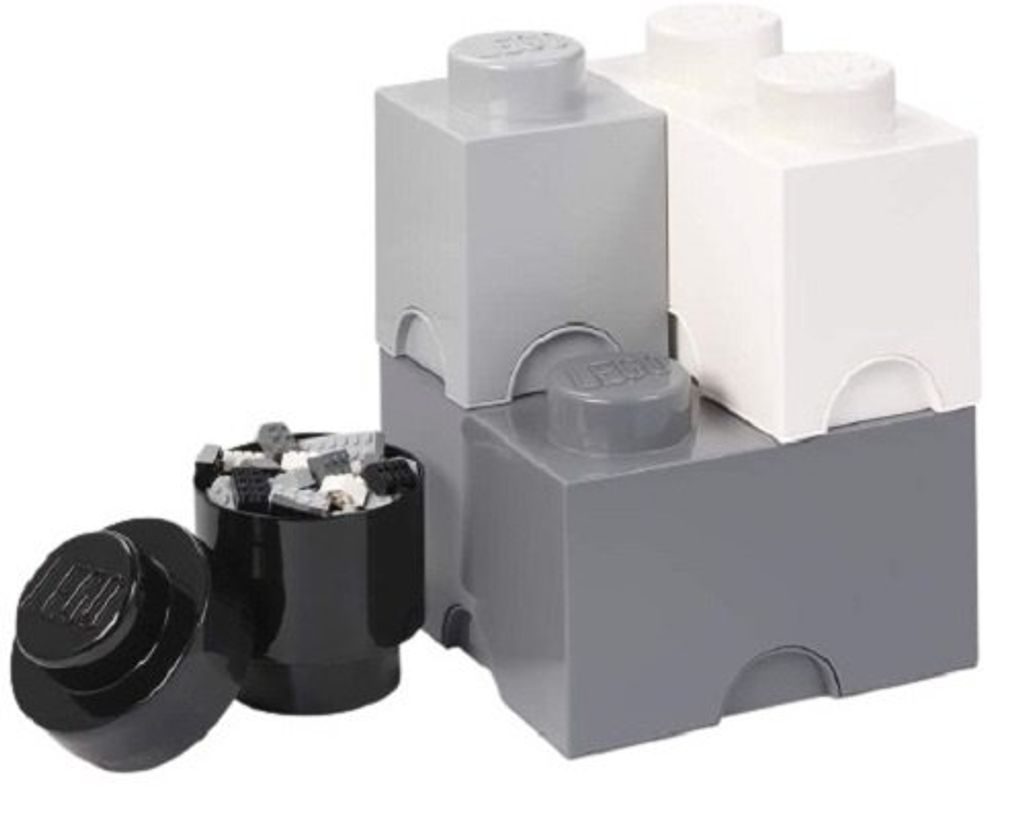 Úložné boxy LEGO Multi-Pack 4 ks - čierna, biela, sivá