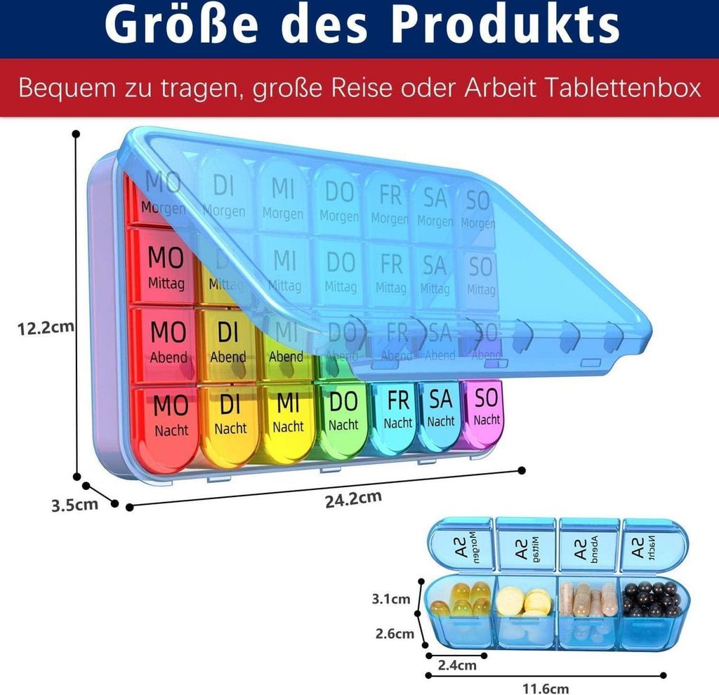 Tablettenbox 7 Tage Pillendose Große Fächer | Kaufland.de
