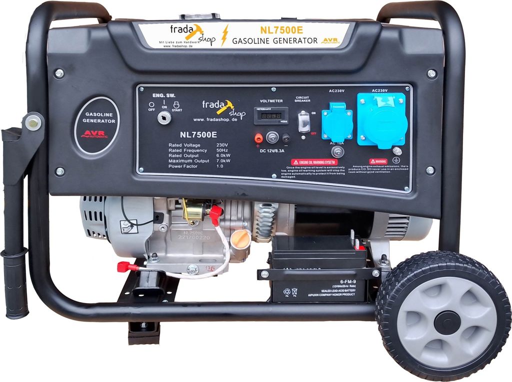 Benzin Generator AVR 7kW 2x230V Benzintank Stromgenerator