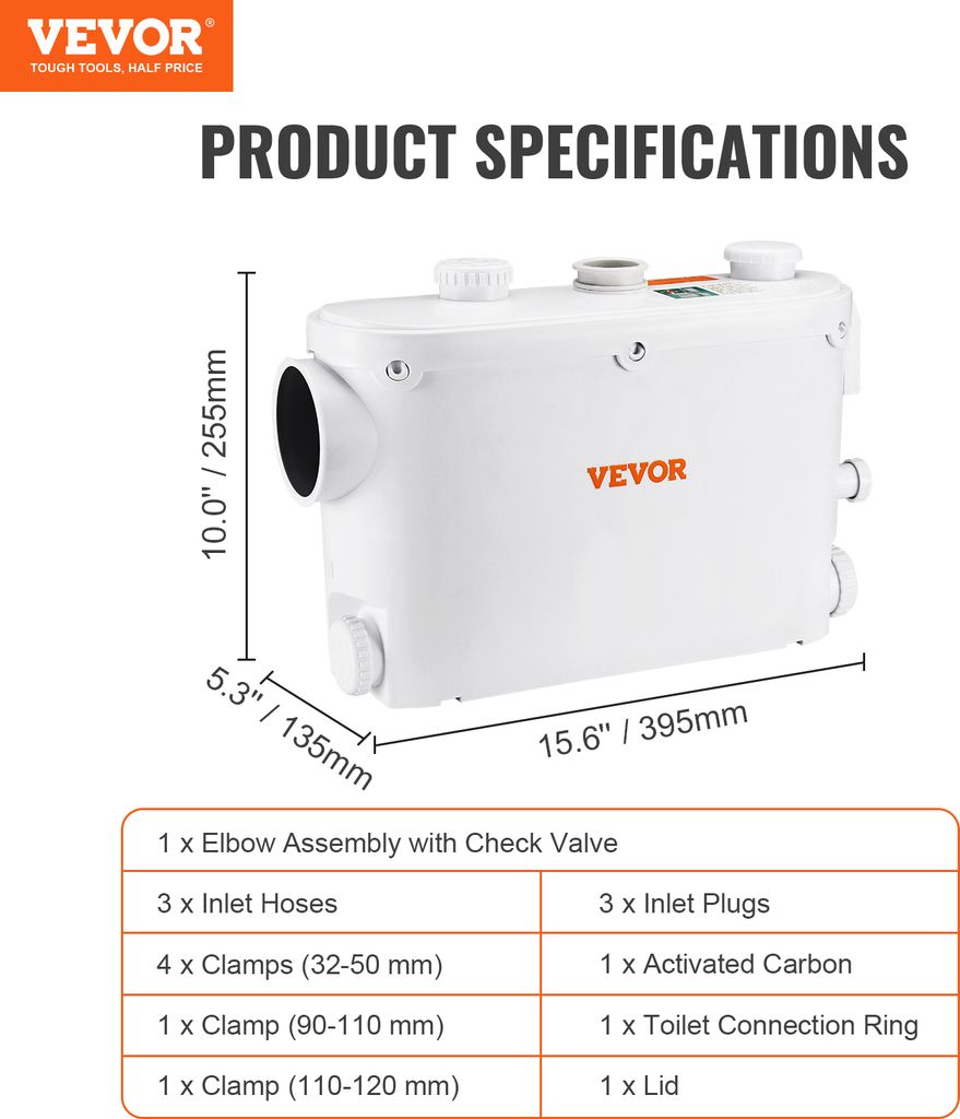 VEVOR Sanitär Mazerator Abwasserpumpe 500W | Kaufland.de