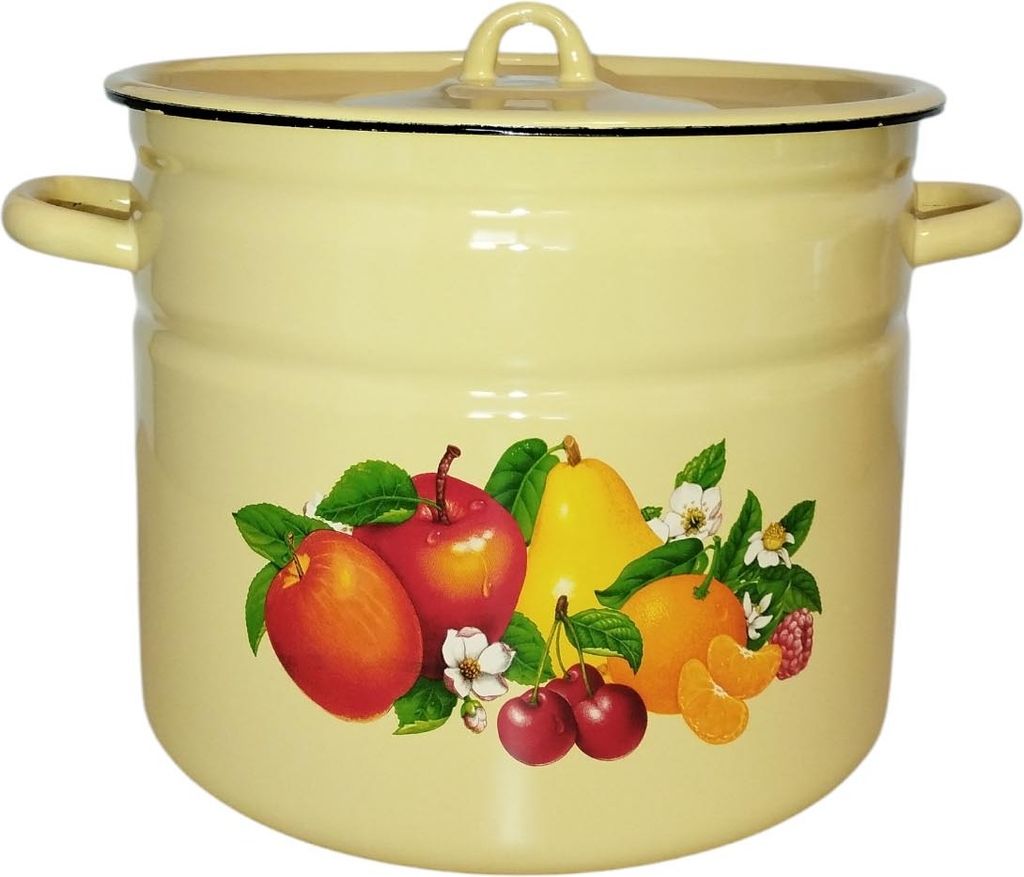 Gelb Früchte Emaille Kochtopf Topf 9 Liter ca 25cm