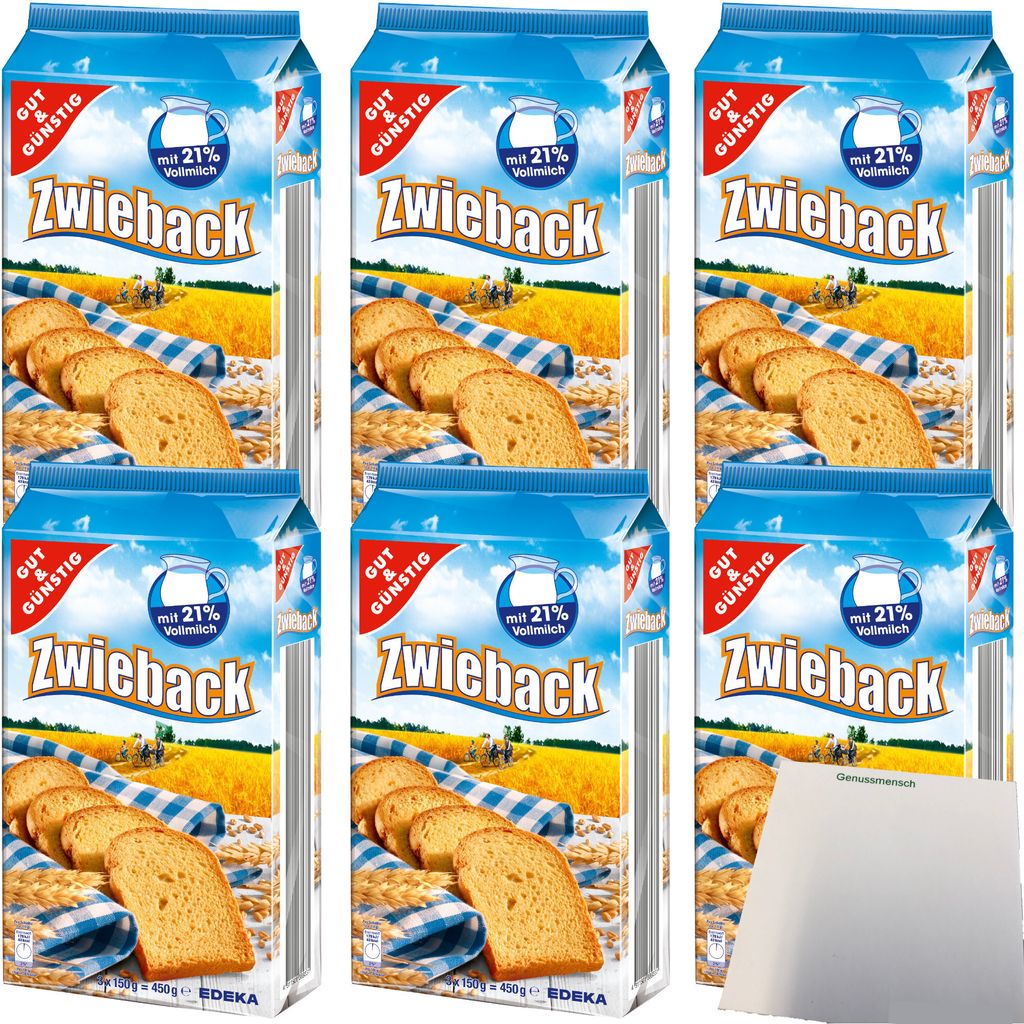 Gut & Günstig Zwieback knusprig und goldgelb gebacken 6er