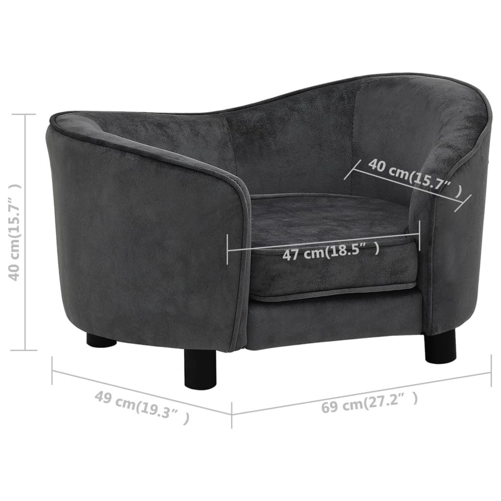 vidaXL Sofa dla psa ciemnoszara 69x49x40 cm | Kaufland.pl
