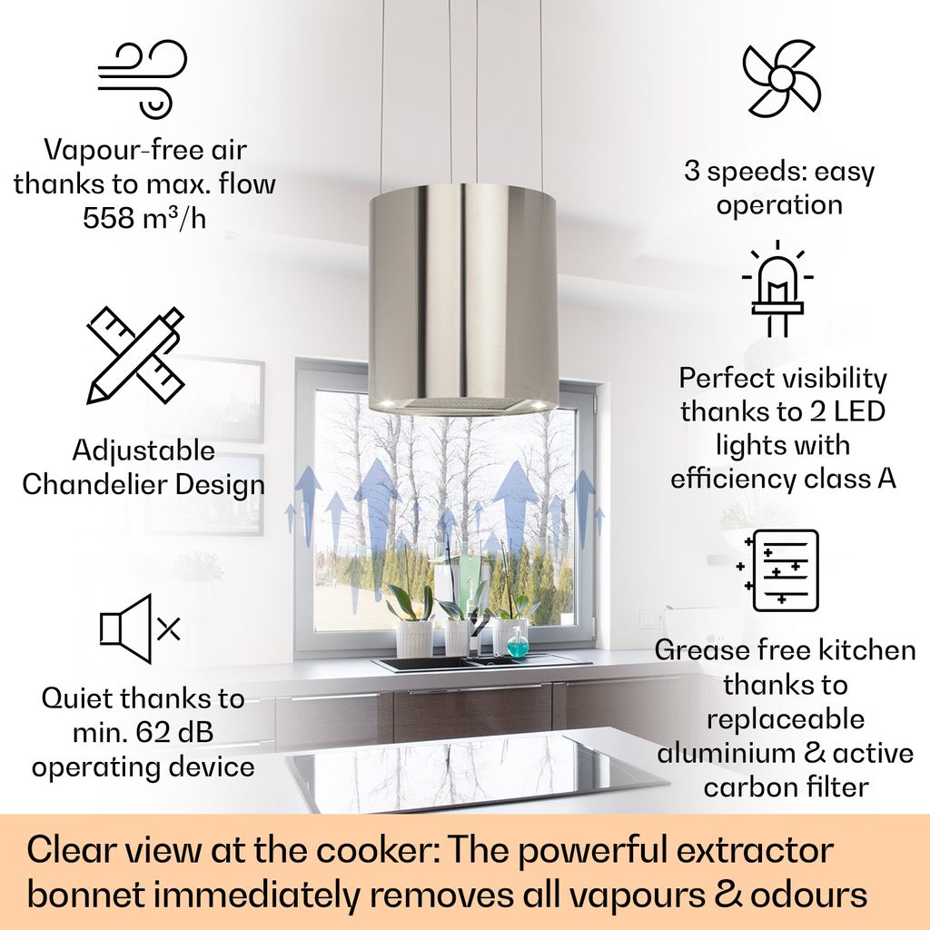 Klarstein digestor, voľne zavesený ostrovný | Kaufland.sk