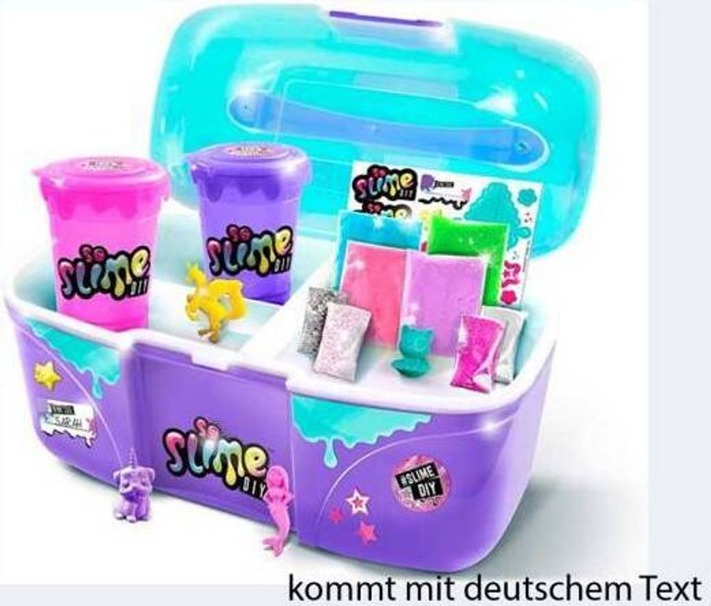 Slime Case DIY Koffer viel Zubehör 4 Slimes Spielschleim