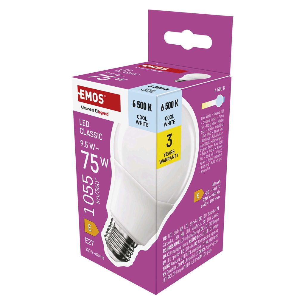 EMOS LED žárovka Classic A60 / E27 / 9,5 W | Kaufland.cz