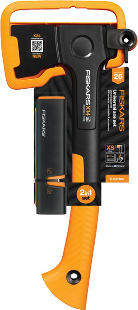 Fiskars Set Universal Ax (Xs) X14 + Xsharp™ Messer- und