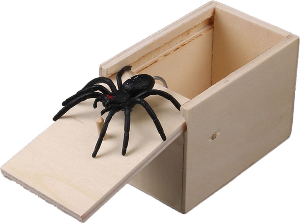 Spinne In Box, Spinne Streich-Box, Holz Prank Spider Scare