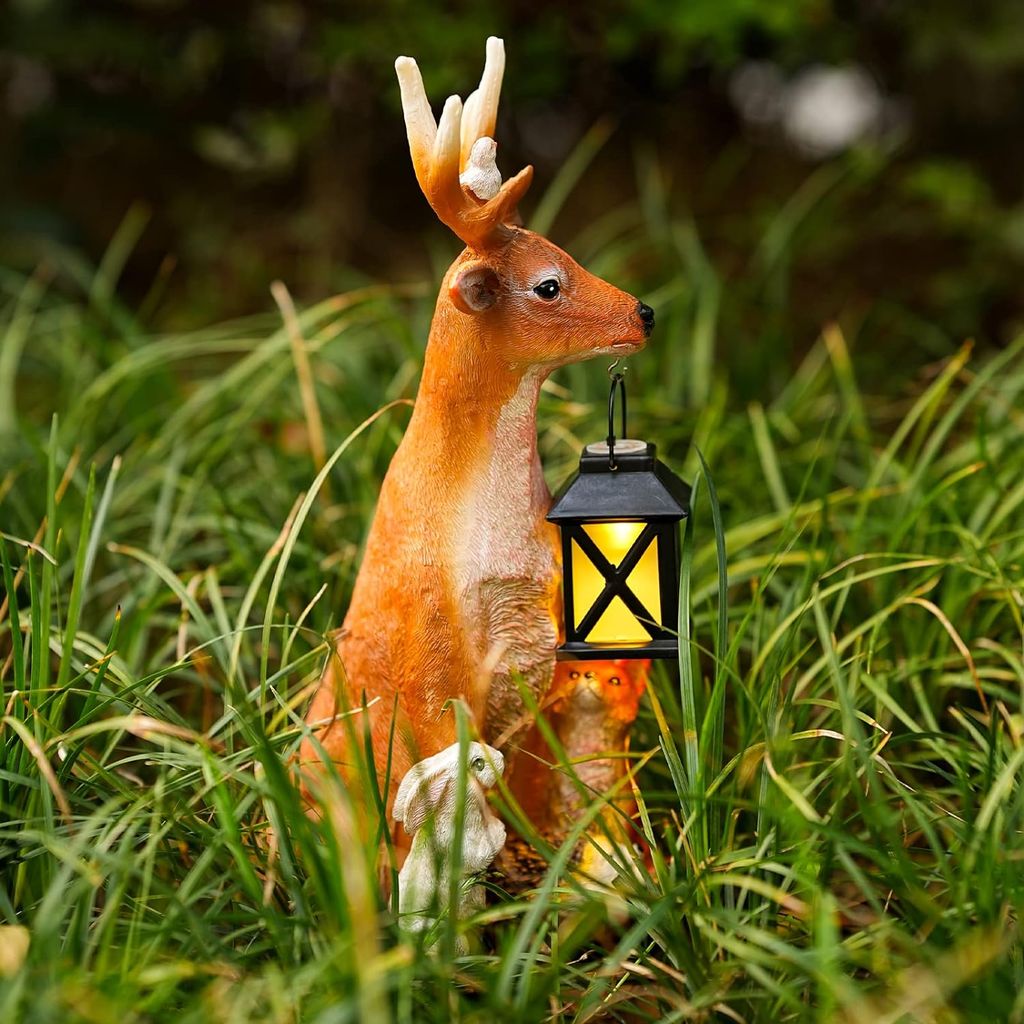 LED Hirsch Gartenfigur mit LED Laterne: | Kaufland.de