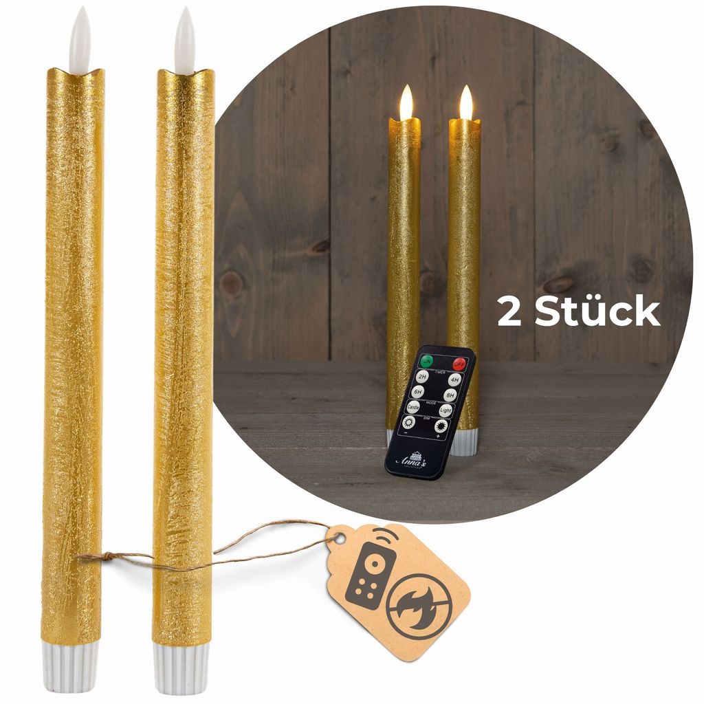 Stabkerzen LED mit Timer GOLD 2er indoor mit | Kaufland.de