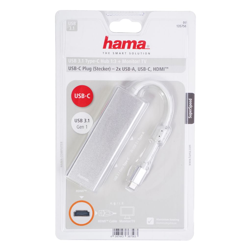 HAMA USB-C Hub Aluminium 1:3 mit HDMI & 2x | Kaufland.de