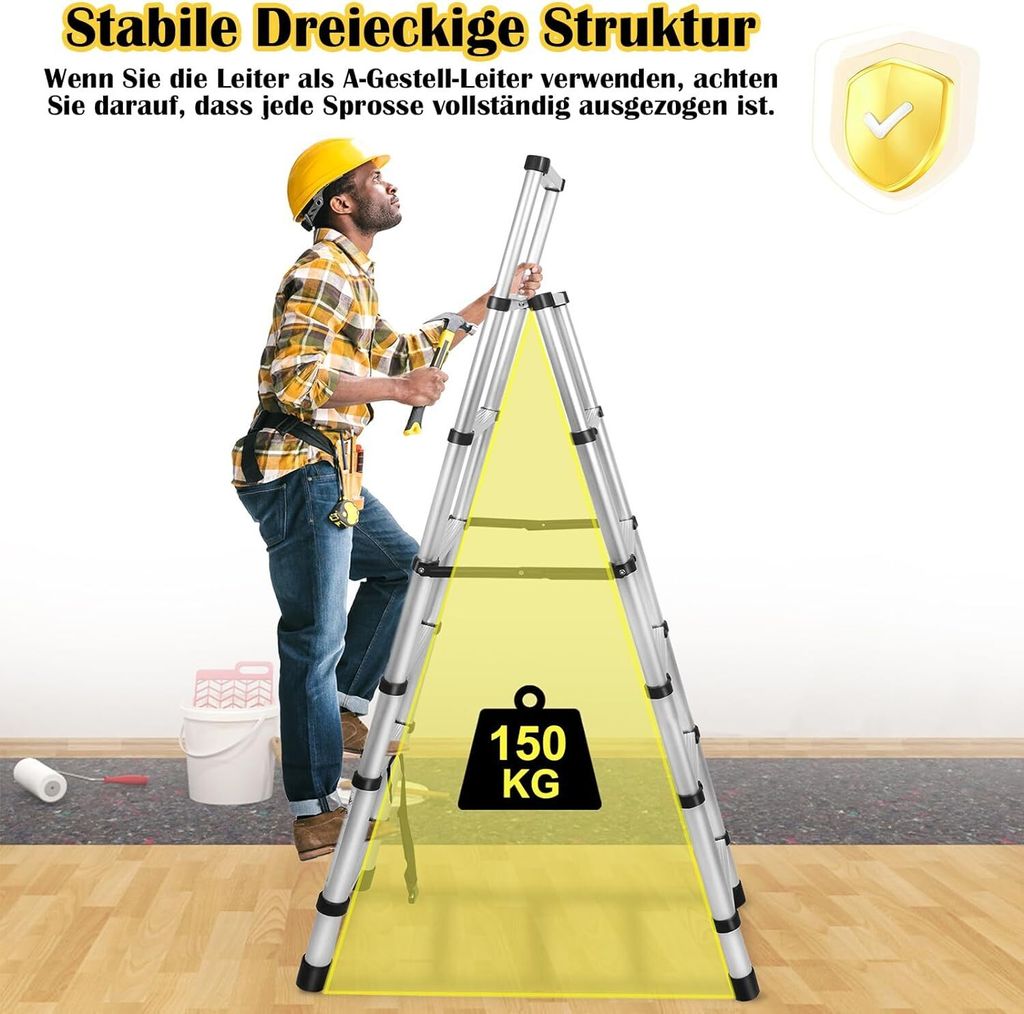 YARDIN Teleskopleiter Klappleiter 1,4m+1,7m, | Kaufland.de