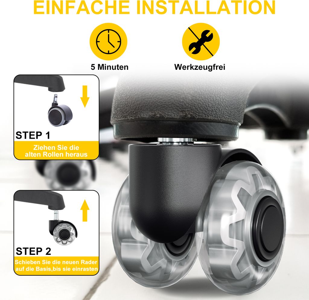 Yakimz 5 Stuhlrollen Bürostuhlrollen,360 Grad | Kaufland.de