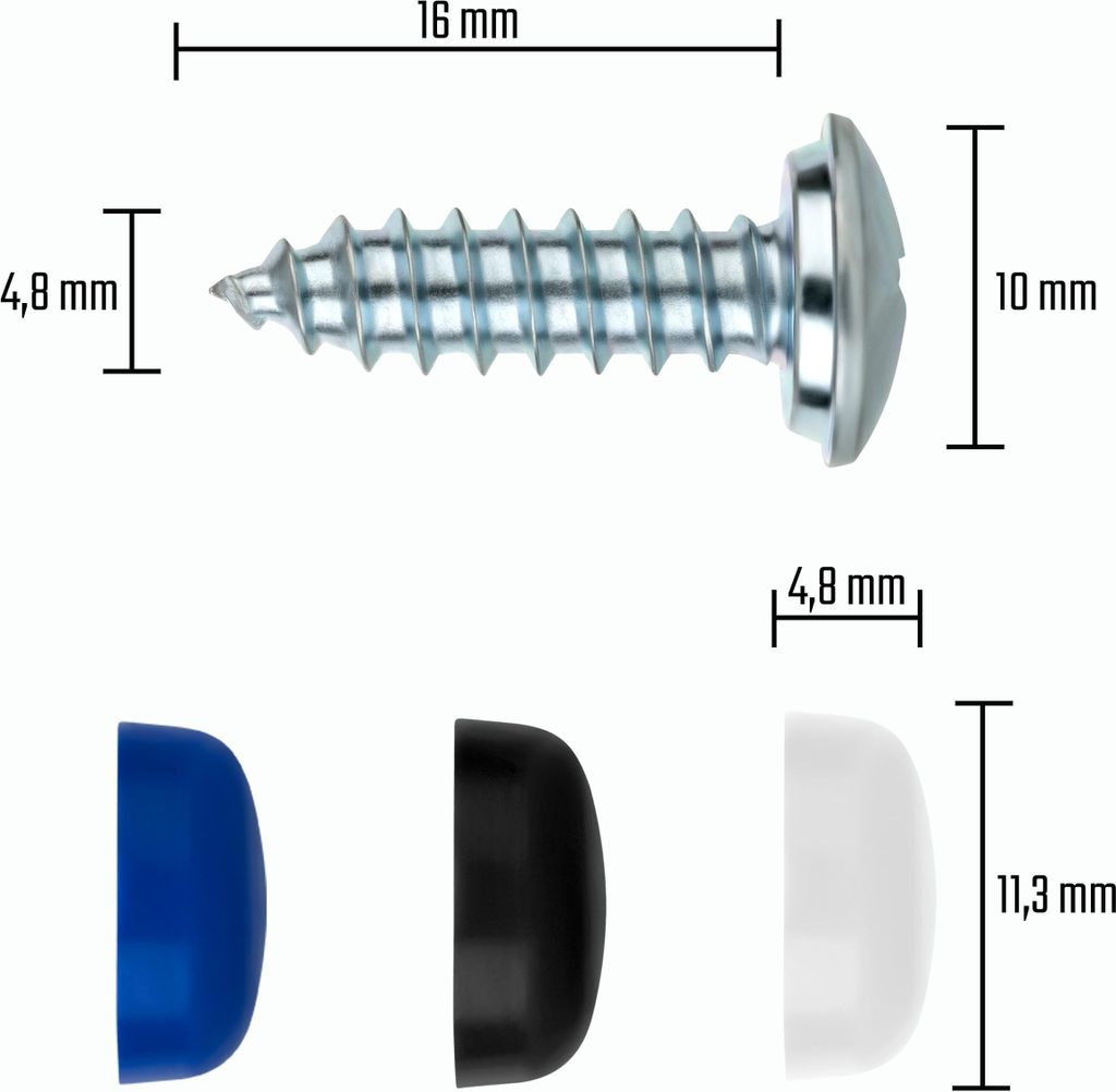 Kennzeichen Schrauben Kappen 4er Set 4,8x16mm | Kaufland.de