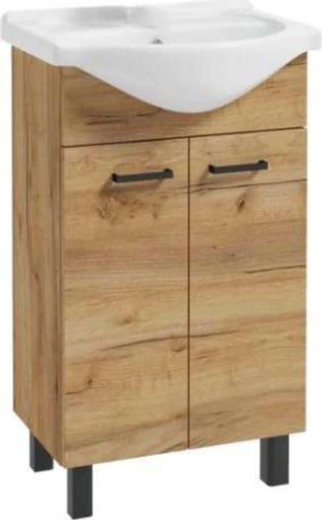 Badezimmerschrank mit Waschbecken auf Beinen, Craft-Eiche,