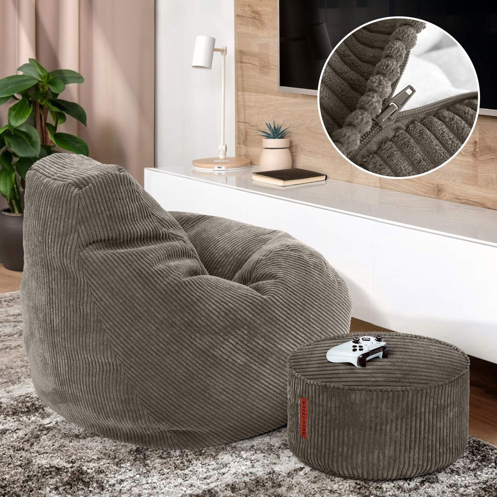 Green Bean Sitzsack mit Hocker aus Cordstoff | Kaufland.de