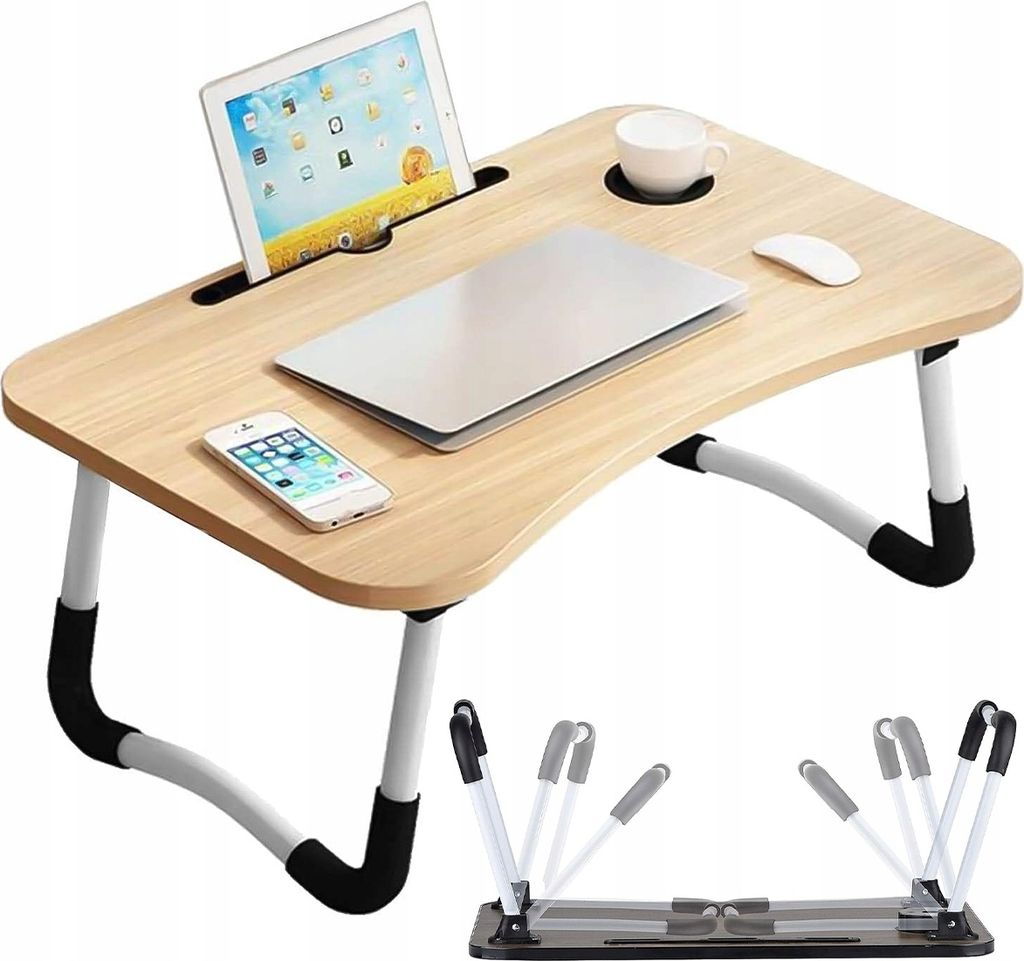 Béžový Skládací Stolek Pod Laptop 60x40cm S Drzakem Na