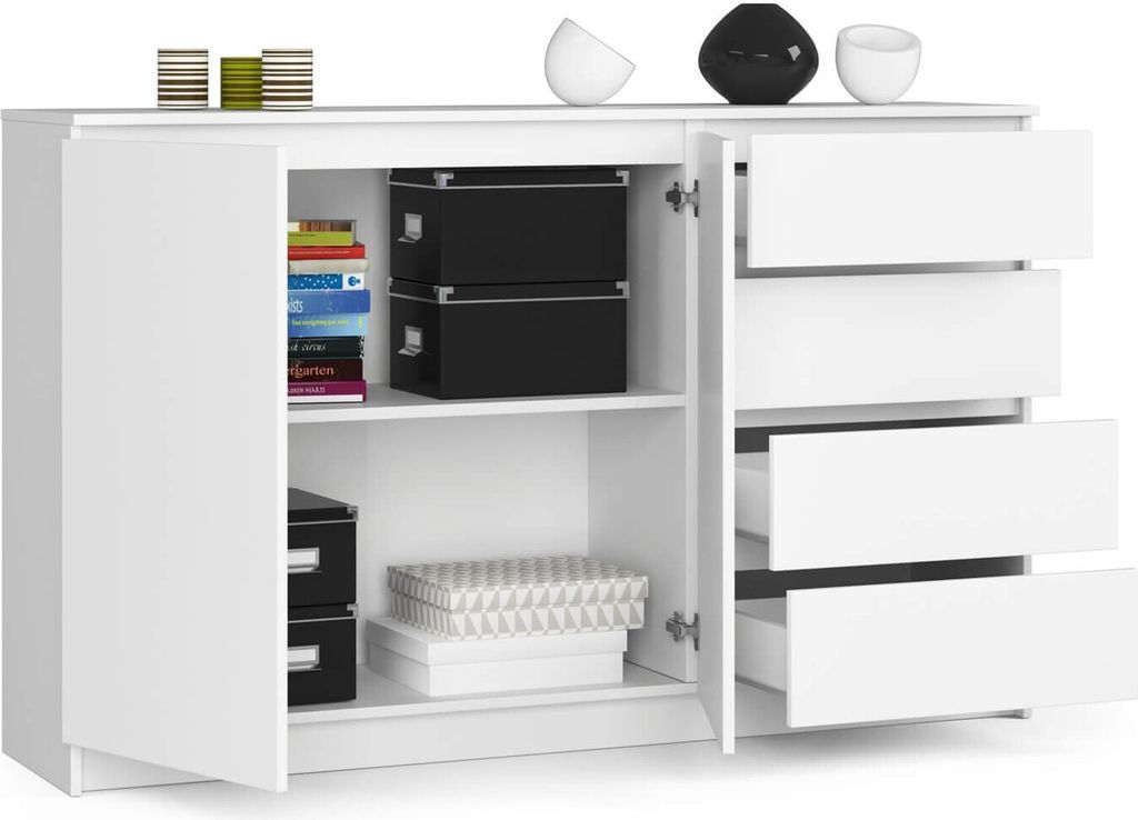 Kommode AKORD K013 Weiß 160 cm 2 Türen 4 | Kaufland.de