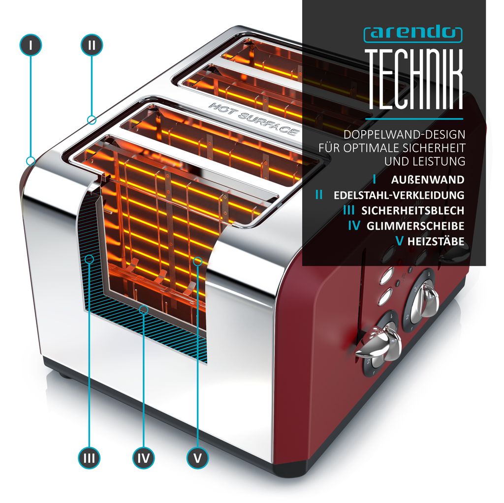 Arendo Automatik Toaster im Edelstahlgehäuse | Kaufland.de