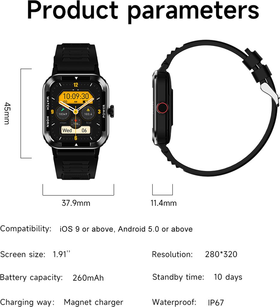 U8 Smartwatch, 1,91-Zoll-Bildschirm | IP67 | Kaufland.de