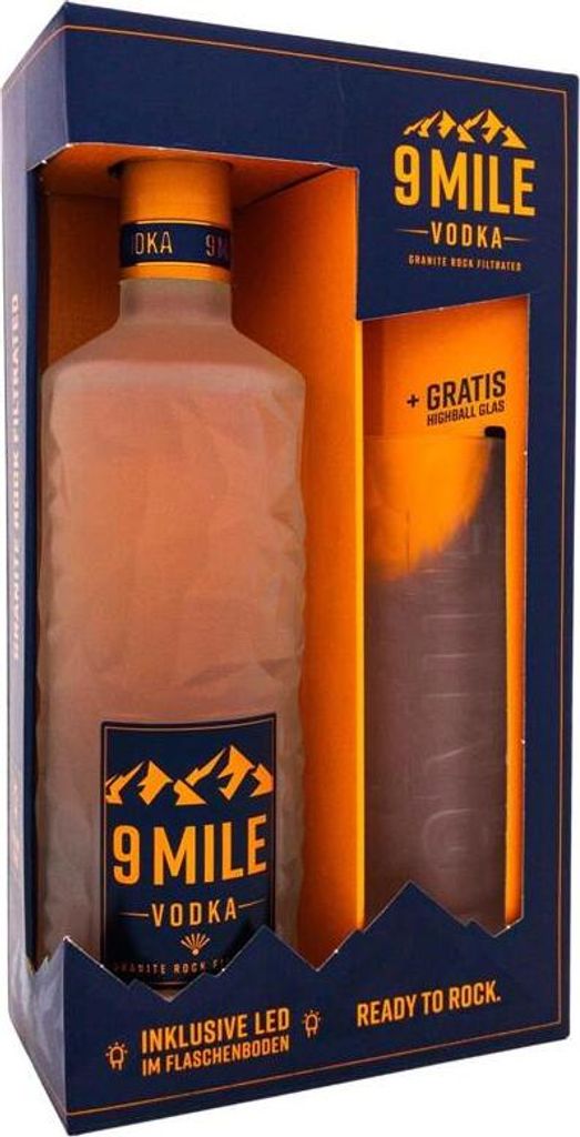 9 Mile Vodka LED + Glas 700ml 37,5% Vol. | Kaufland.de