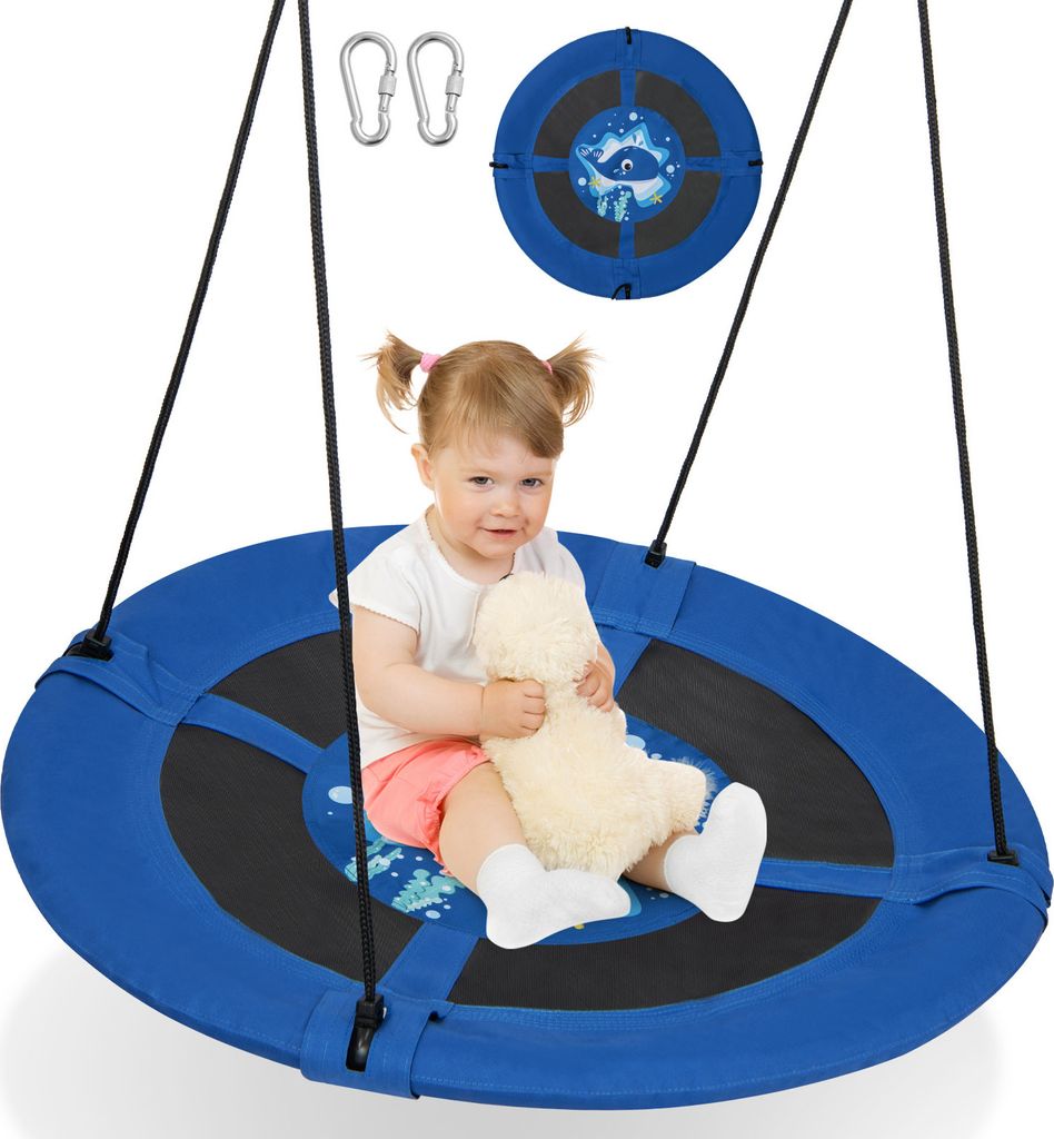 Hojdačka COSTWAY Ø 100 cm modrá veľryba