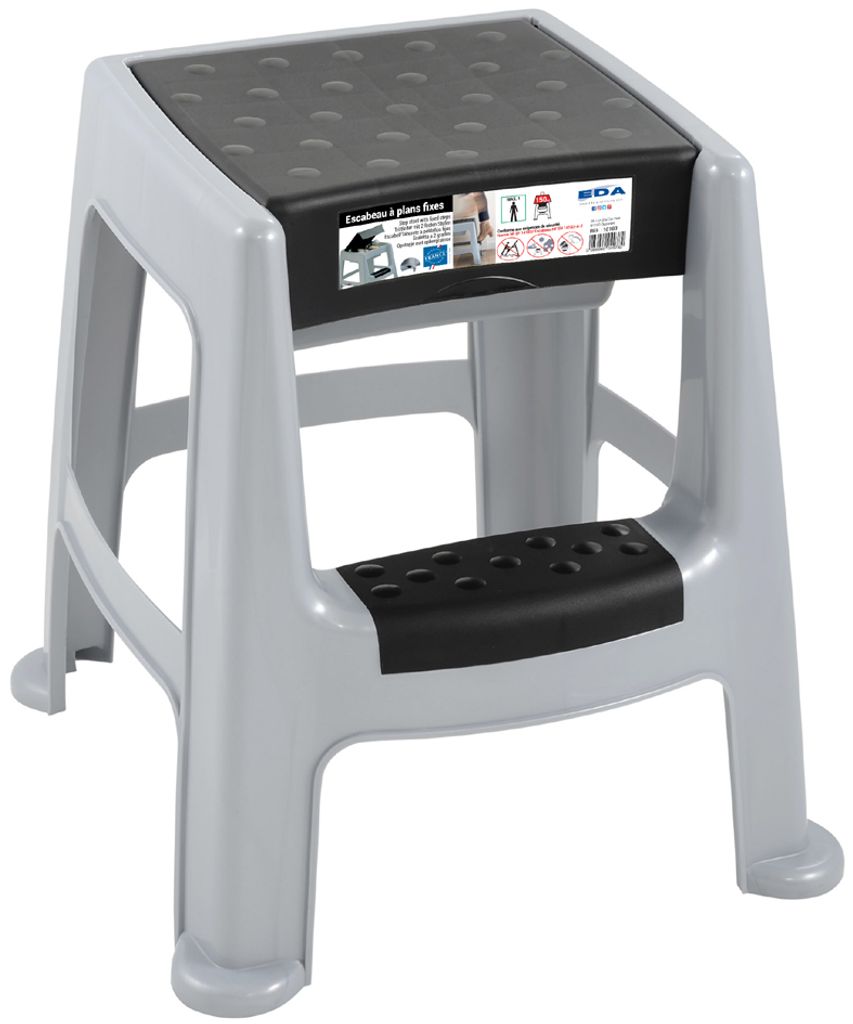 Tritthocker mit integriertem Stauraum, robustes PP,