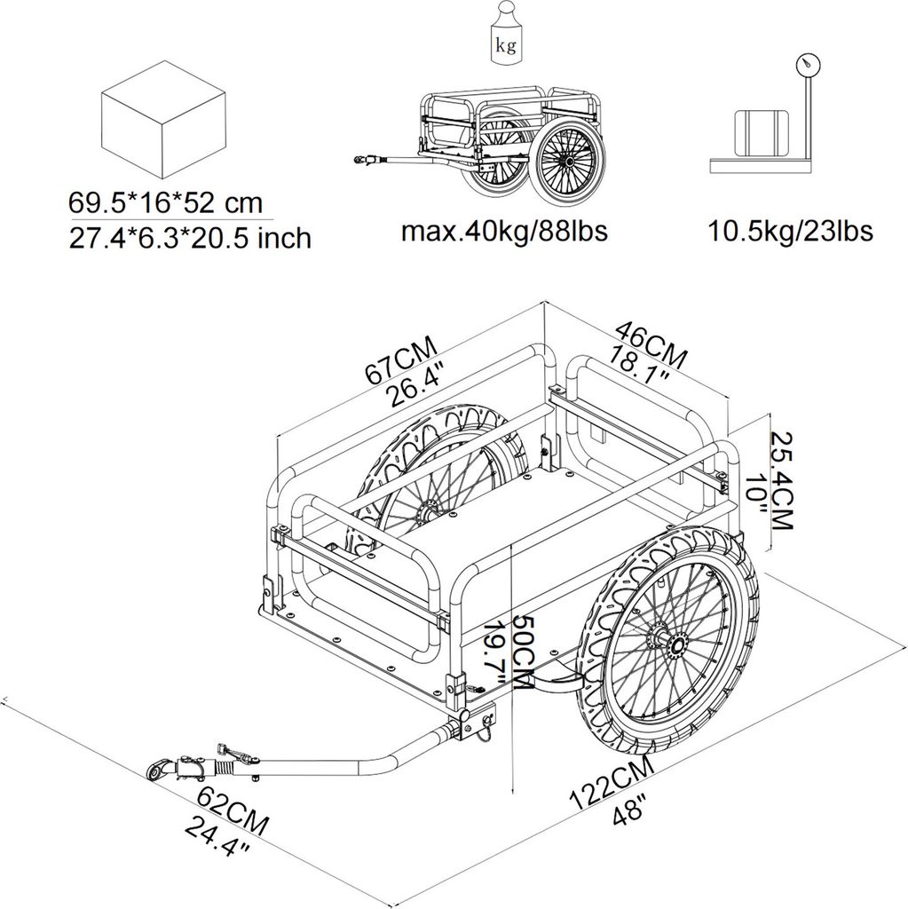 Tiggo Klappbar Faltbar Fahrrad Lastenanhänger | Kaufland.de