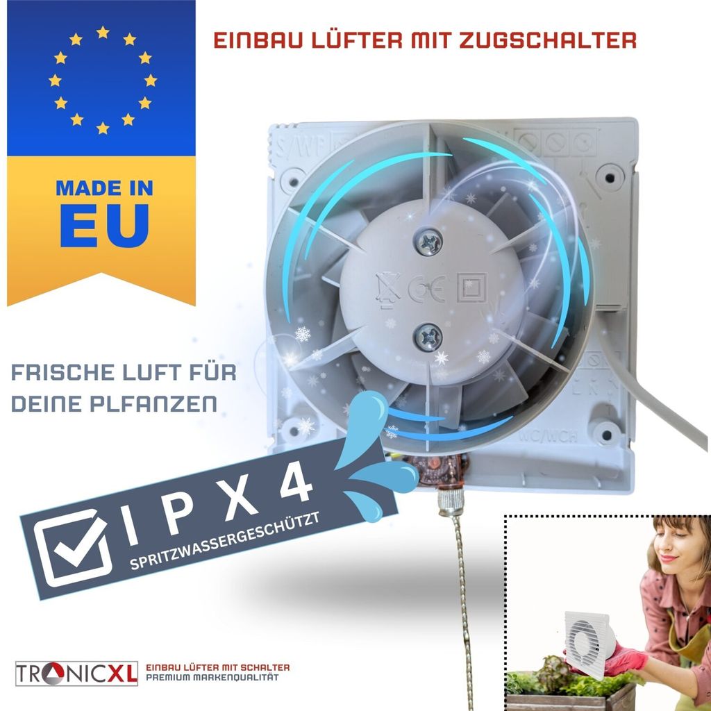 IPX4 Premium 125mm 150m³/h Abluft Zuluft Grow | Kaufland.de