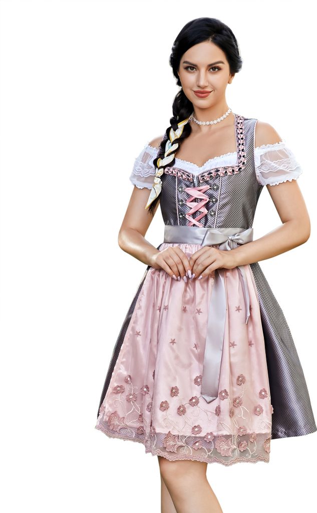 Acekool Damen Dirndl Trachtenkleid, Grau | Kaufland.de