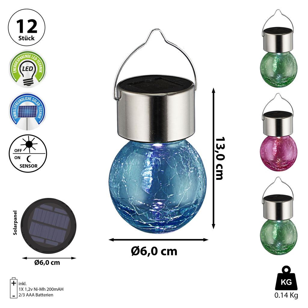 LED Solarleuchte Crackle 12er Set pink blau | Kaufland.de