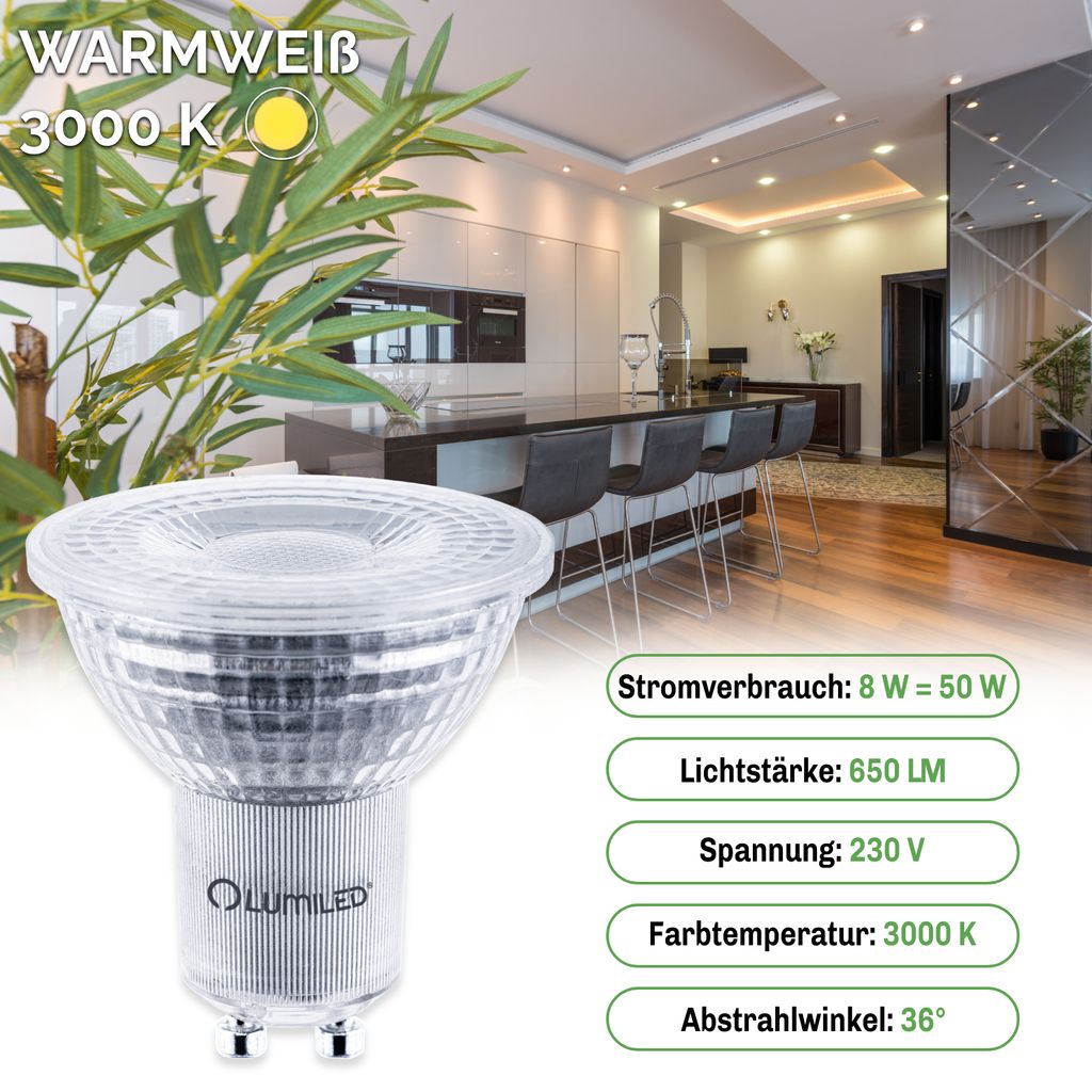 LUMILED 10x GU10 LED dimmbar 8W 650lm | Kaufland.de