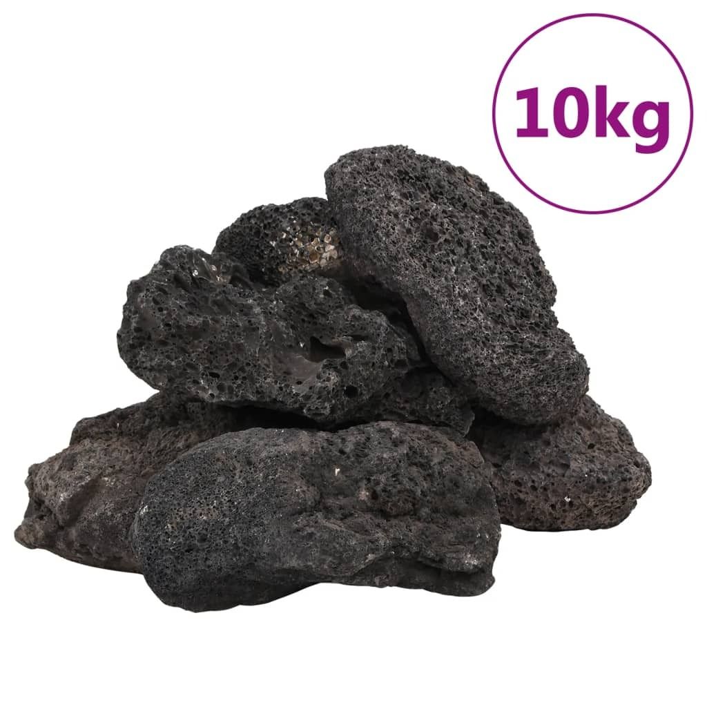 vidaXL Lavagranulat 10 kg Schwarz 10-30 cm Aquarien-Deko