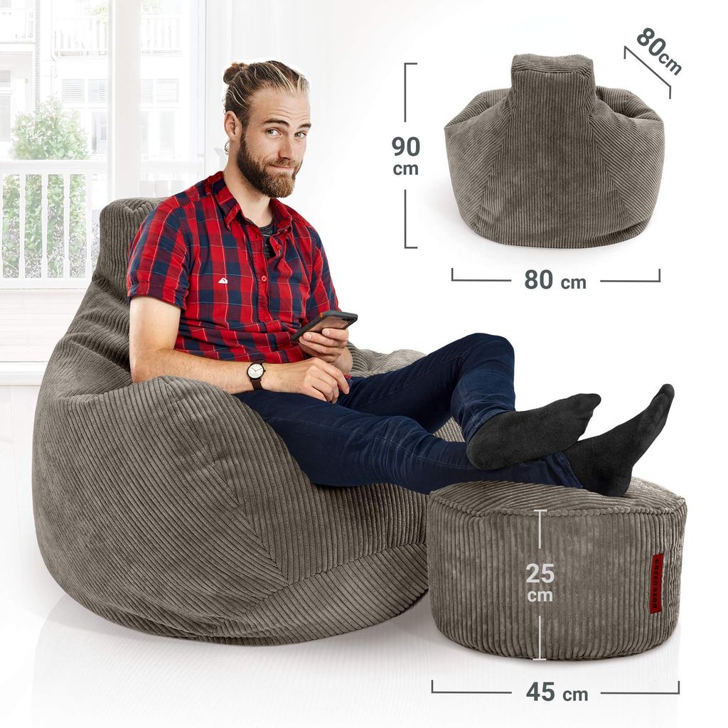 Green Bean Sitzsack mit Hocker aus Cordstoff | Kaufland.de