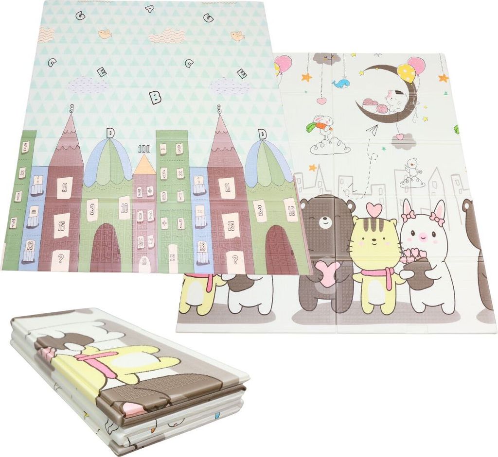 Tapis mousse pliable 150x180cm Maisons pastel