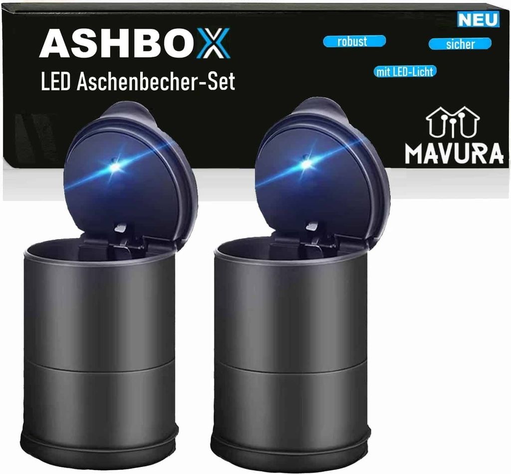 ASHBOX Popelník do auta s víkem LED světlo | Kaufland.cz