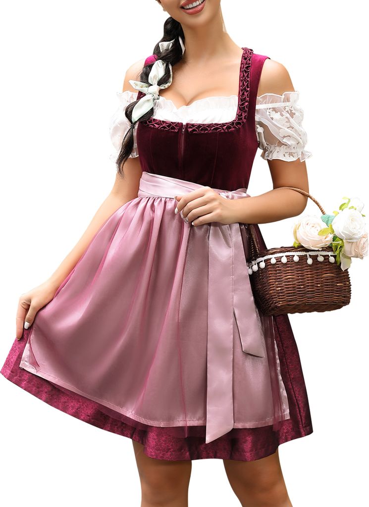 Acekool Damen Dirndl Trachtenkleid Kurz Set | Kaufland.de