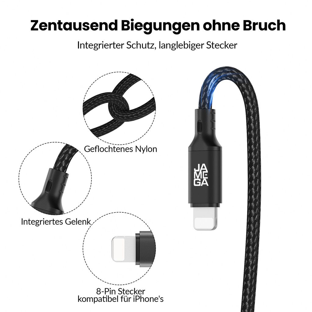 USB-A auf iPhone Nylon Kabel Typ A Ladekabel | Kaufland.de